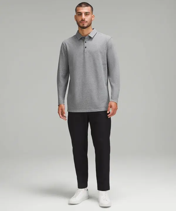 Lululemon Evolution Long-Sleeve Polo Shirt Pique - Heathered Black